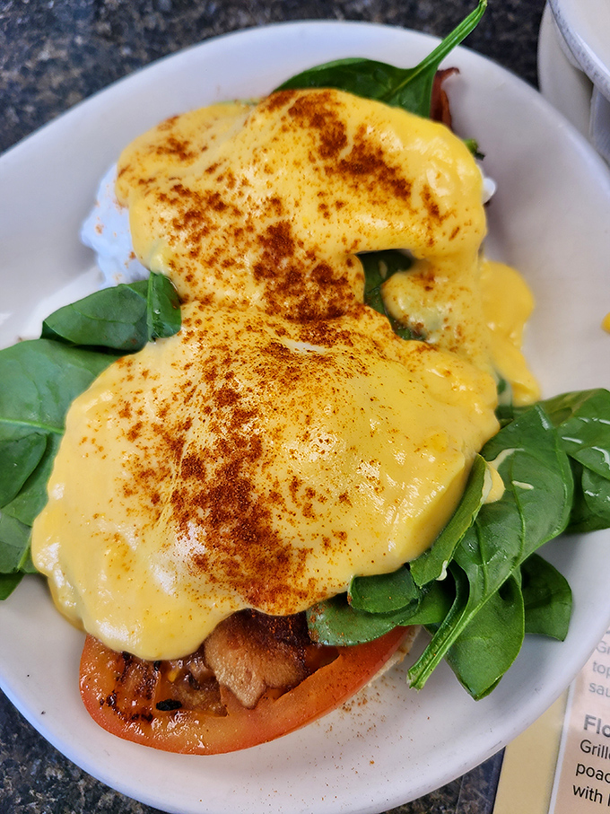 Eggs Benedict, the dapper gentleman of breakfast. Poached to perfection and dressed in a silky hollandaise suit, it's ready to dance on your taste buds.