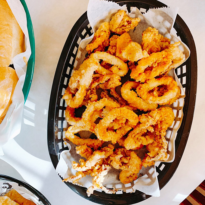 Crispy, golden rings of joy! These fried calamari are so addictive, you'll be tempted to wear them as edible jewelry.