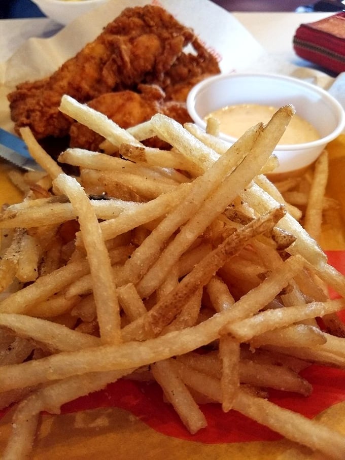 Fry, fry again! These golden beauties are the Goldilocks of fries - not too thick, not too thin, just right for dipping.