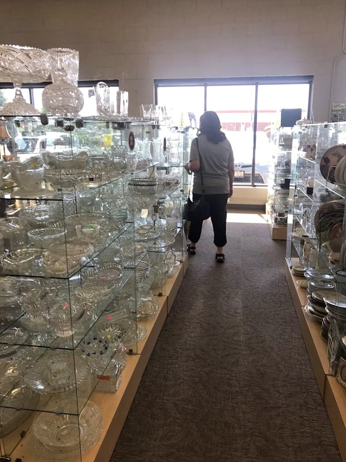 Crystal clear memories in the making! Navigate this maze of glassware and imagine the stories each piece could tell.