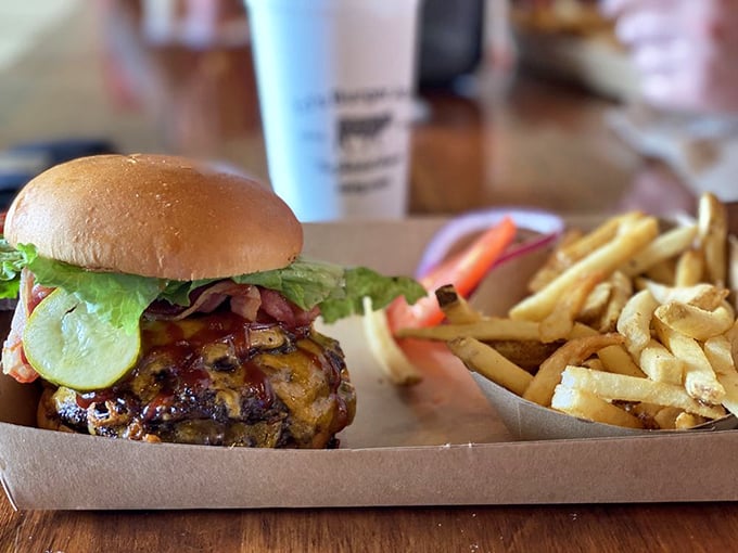 The Hawaiian Triple Burger: A luau for your taste buds. It's like a tropical vacation between two buns.