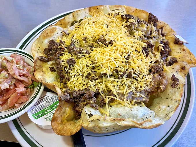 This isn't just a taco salad&mdash;it's an edible bowl of joy where ground beef and cheese have organized the fiesta of the century.