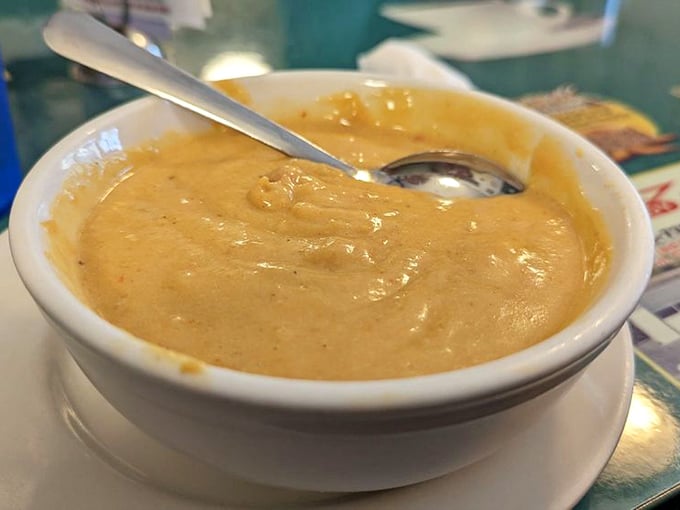 A bowl of comfort that would make Neptune jealous. This lobster bisque is so rich, it probably has its own accountant.