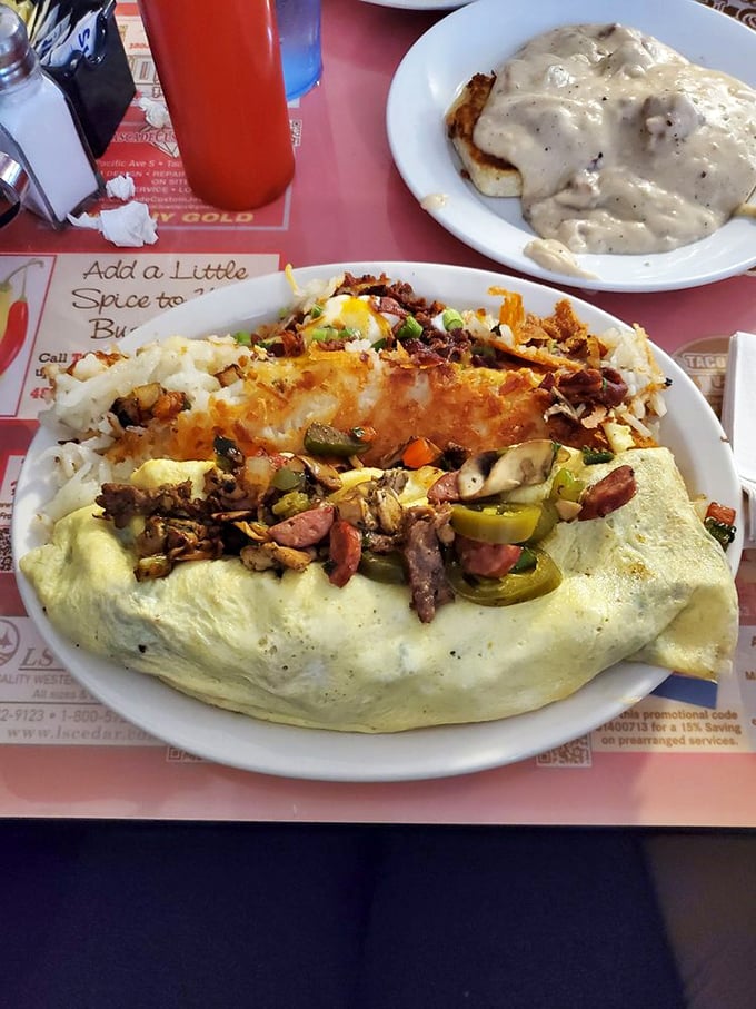 The "Marcia's Ultimate Omelet" - where eggs meet their destiny. It's not just filled, it's fulfilled.