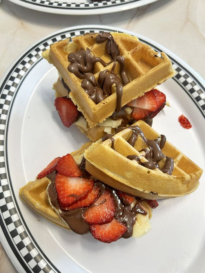Nutella on a waffle? It's like spreading happiness on joy. This might just be the best thing since sliced bread &ndash; or unsliced waffles.