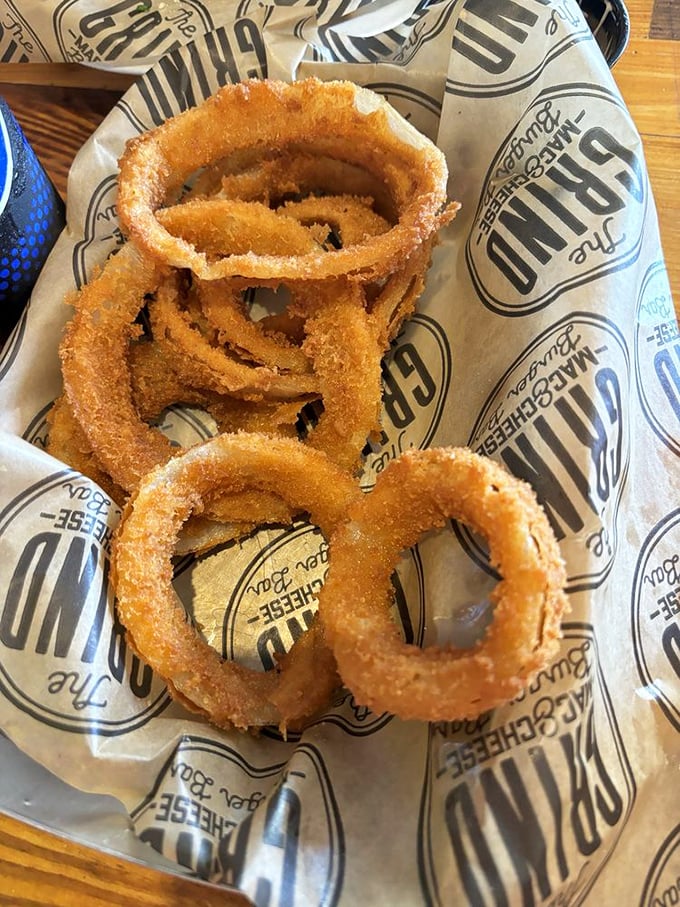 Onion rings with the perfect crunch-to-tenderness ratio. Like edible halos that make you feel anything but angelic while devouring them.