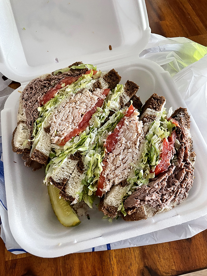 Pastrami perfection on rye! This sandwich is so packed, it's practically bursting at the seams. It's the Hulk of the deli world.