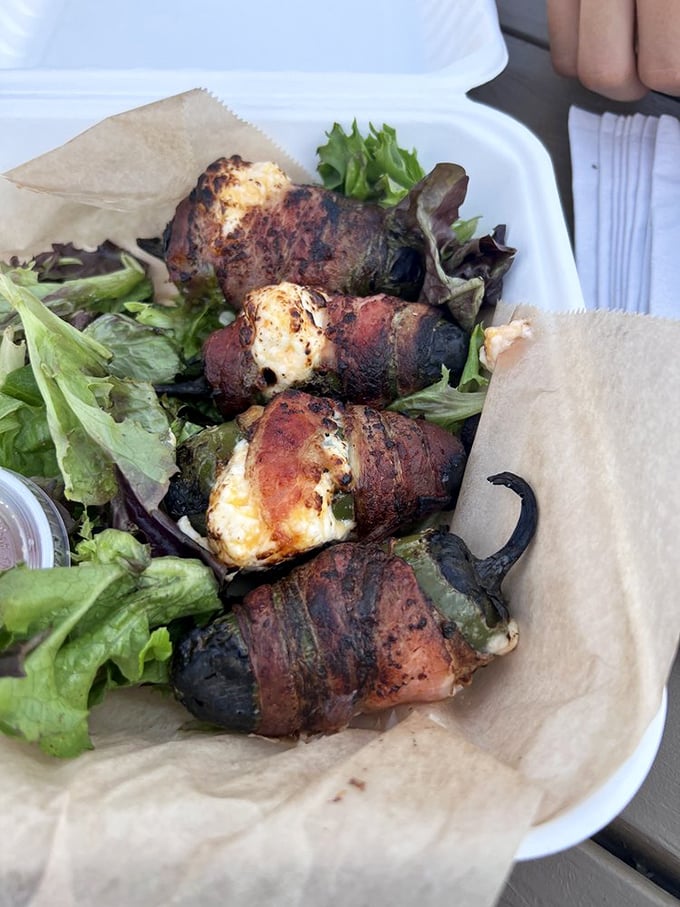 Bacon-wrapped jalape&ntilde;o poppers: Where heat meets sweet in a crispy, cheesy package. It's like a flavor fiesta in your mouth!