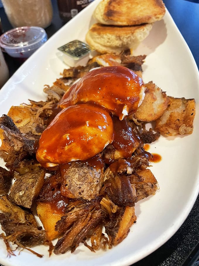Pulled pork benedict that's bringing sexy back to breakfast. Tender meat, perfectly poached eggs, and a sauce that'll make you want to lick the plate.
