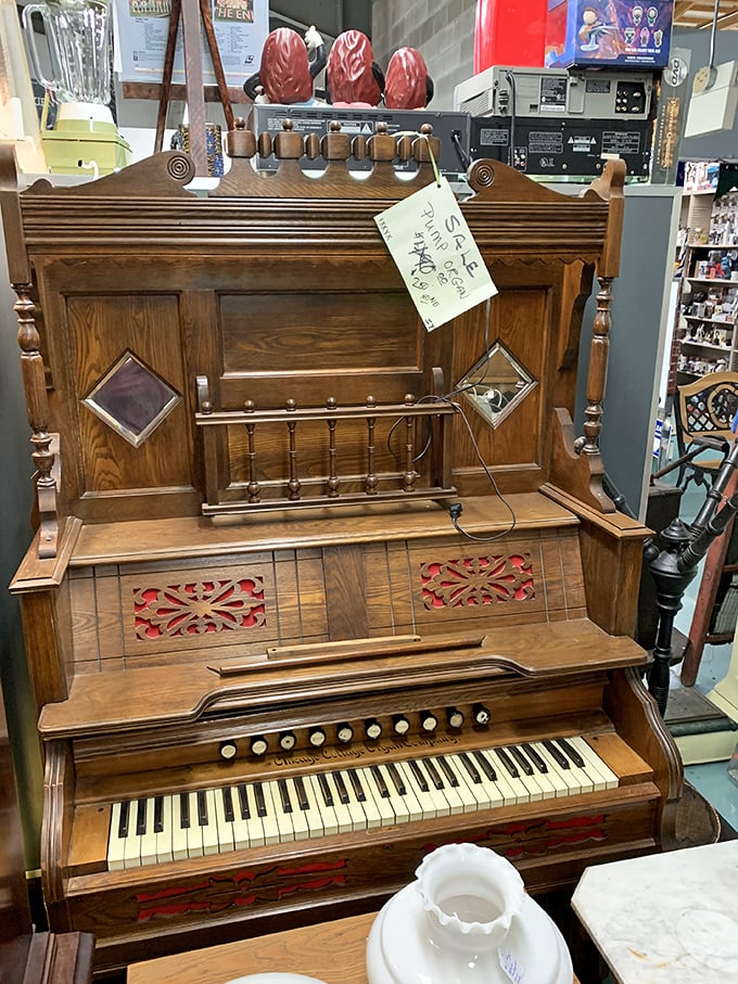 Keys to the past: This antique pump organ isn't just furniture &ndash; it's a time machine waiting to transport you to a 19th-century parlor sing-along.