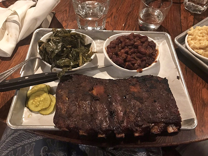 A symphony of flavors on a plate! These ribs are the headliner, but don't sleep on those sides &ndash; they're the unsung heroes of this barbecue rock concert.