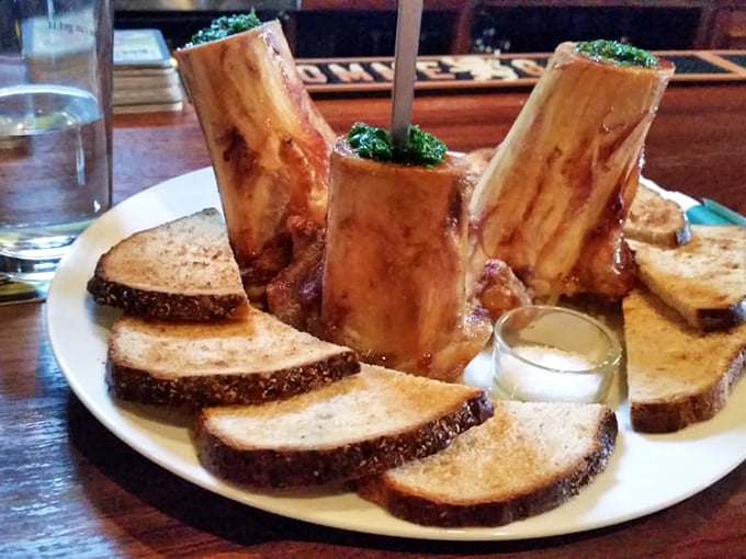 Bone marrow: nature's butter. Served with artisanal toast points, it's caveman cuisine that's evolved into something gloriously sophisticated.