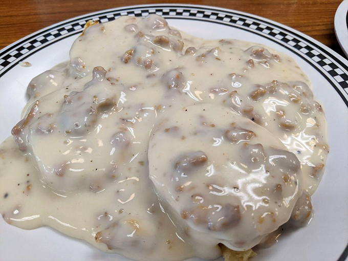 Biscuits and gravy: the breakfast equivalent of a cozy blanket on a rainy day. It's Southern comfort that'll make you say "y'all" involuntarily.