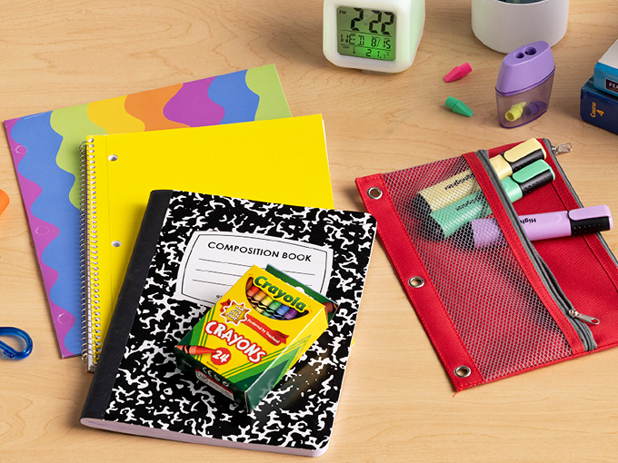 Back-to-school headquarters where composition books meet crayons. The smell of fresh notebooks &ndash; without the premium price tag.