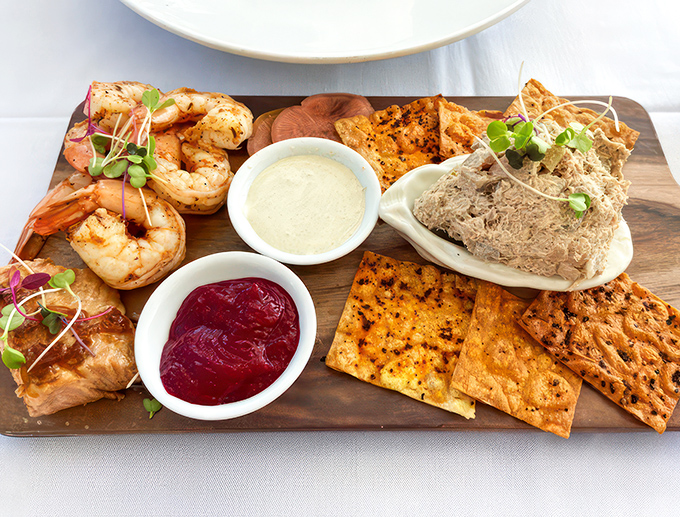 A seacuterie board that would make Poseidon himself jealous. It's a nautical feast that'll have you singing sea shanties!