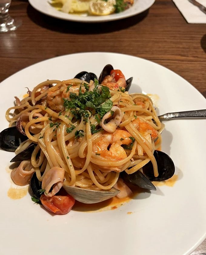 Pasta meets the sea in this twirling, swirling symphony of flavors. It's like "The Little Mermaid" in a bowl, but tastier!