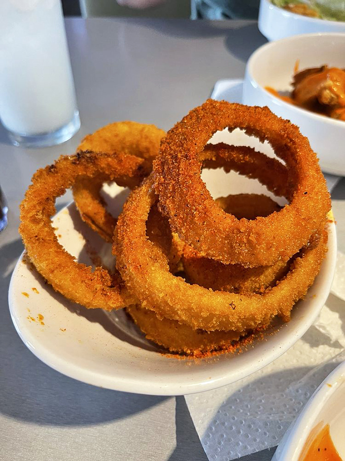 Onion rings with the perfect crunch-to-onion ratio &ndash; these golden halos are what fast food versions dream of becoming when they grow up.