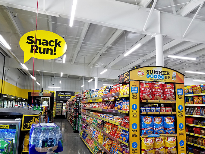 Snack attack central! With this many options, it's like being a kid in a candy store... except you're an adult in a dollar store.