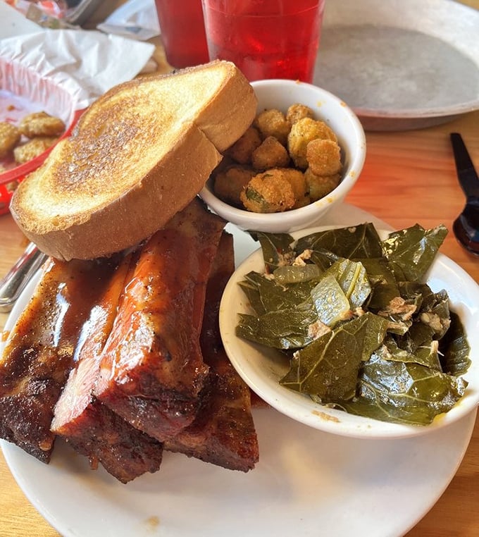 These ribs are so good, they might make you question your loyalty to other food groups. Collard greens for a touch of Southern charm.