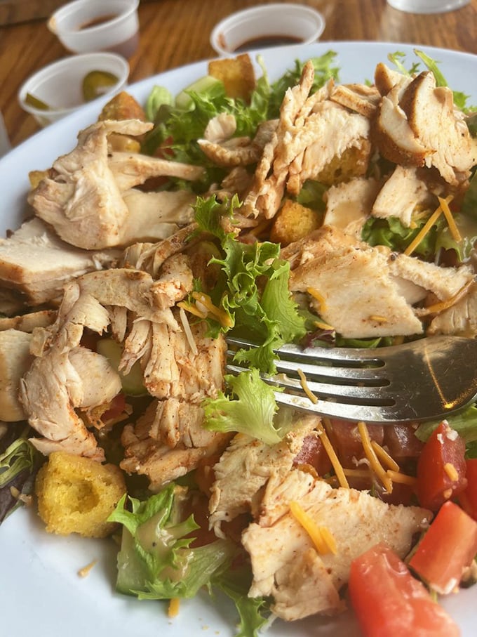 Clucking amazing! This chicken salad is so packed with flavor, it might just inspire you to cross the road... straight to Jimmy Jack's for seconds.