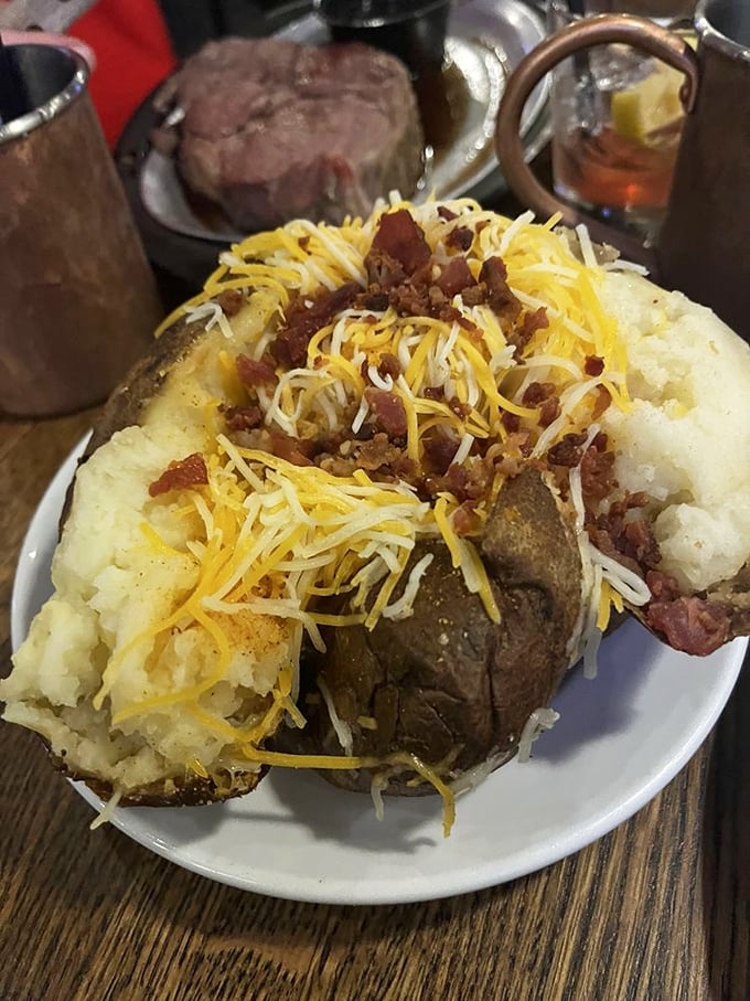 A twice-baked potato that's living its best life&mdash;loaded with cheese, bacon bits, and butter in quantities your doctor would definitely not approve of.