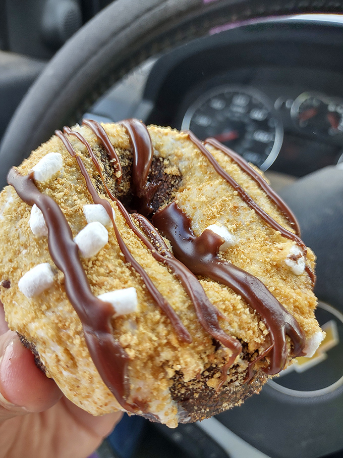 Move over, plain Jane! This donut's got more toppings than a pizza at a toddler's birthday party. Talk about a party in your mouth!