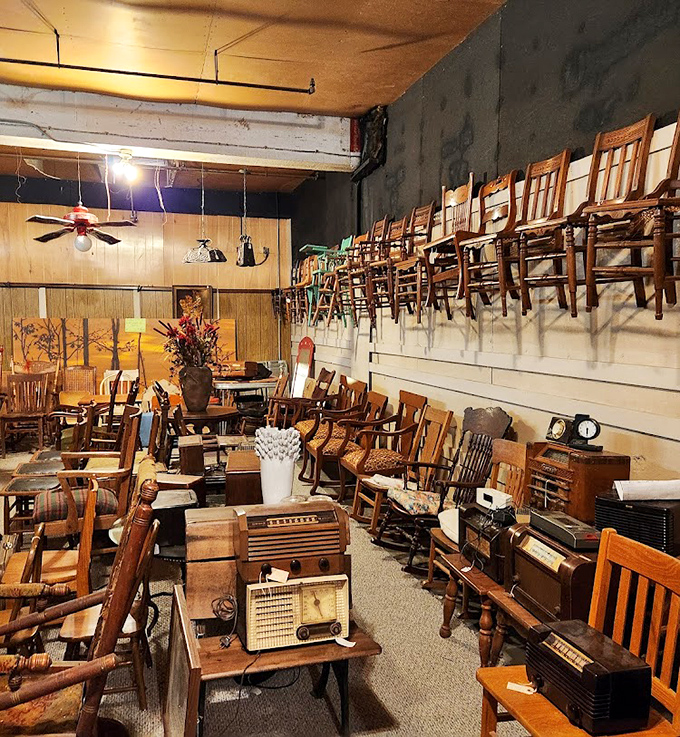 Pull up a chair... or twenty! This wooden chair bonanza is perfect for indecisive sitters or aspiring game show hosts.