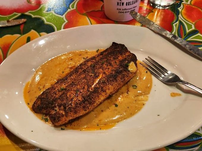 "Blackened redfish: Where fire meets finesse!" This perfectly seared fish is proof that sometimes, playing with fire leads to delicious results.
