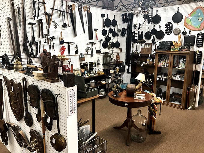 From old-school gadgets to vintage decor, this booth is a time capsule of American ingenuity and questionable fashion choices.