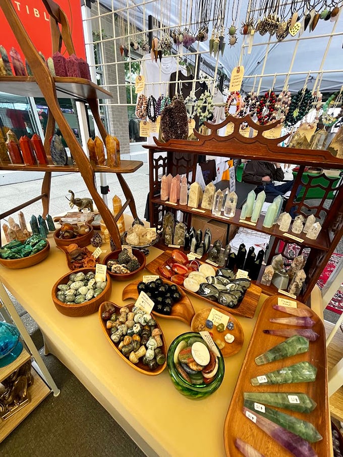 Crystal clear appeal! From healing stones to mystical charms, this booth is a New Age wonderland that would make even Stevie Nicks swoon.