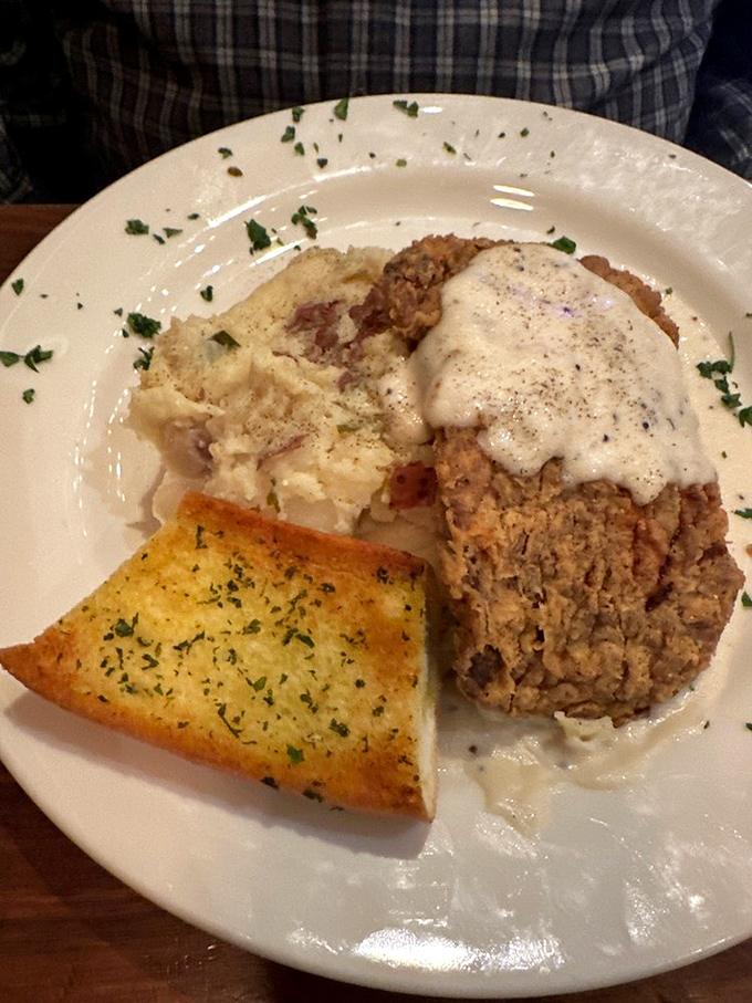 Comfort food gets a gourmet makeover. This chicken fried steak is so good, it might just bring a tear to your eye &ndash; or is that just the pepper gravy?