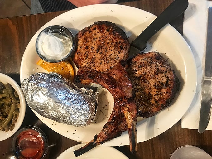 This cowboy-cut porkchop is big enough to make John Wayne do a double-take. Yeehaw for flavor!