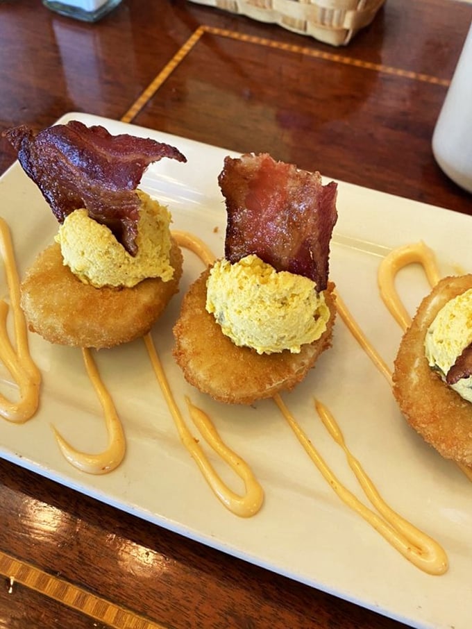 Deviled eggs with a halo of bacon? These little bites of heaven are so good, they might make you religious.