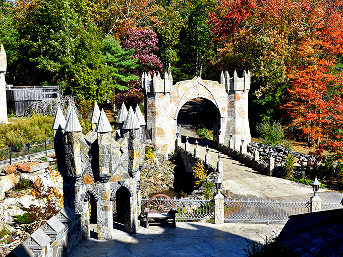 Stone archways and autumn hues create a scene straight out of a storybook. Is this Connecticut or Camelot?