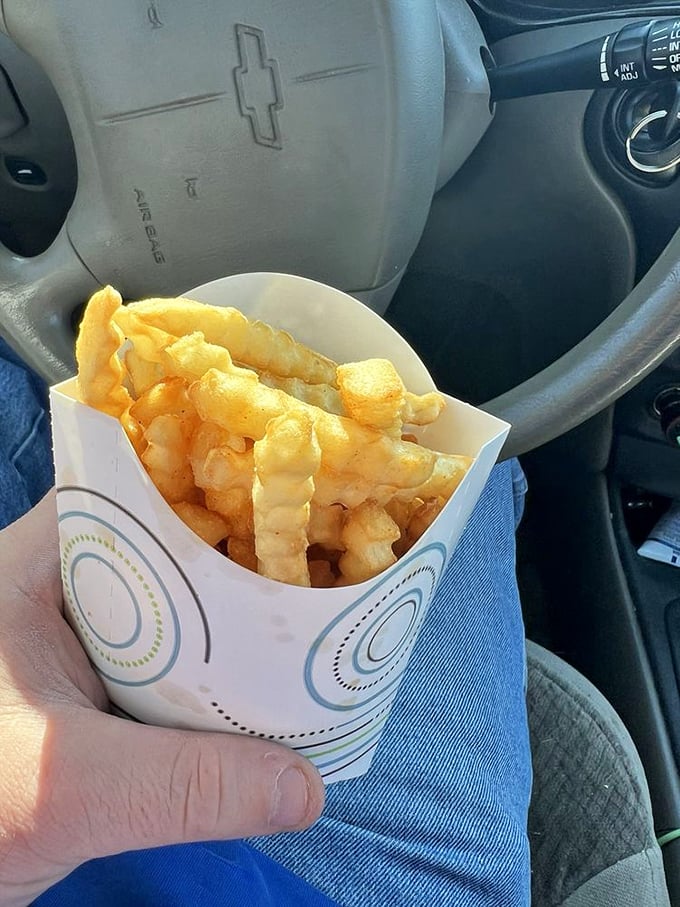 Golden, crispy, and utterly irresistible – these fries are the supporting actors that steal the show. Warning: May cause spontaneous happy dances in your car.