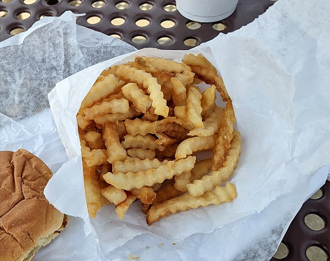 Golden, crispy, and oh-so-addictive! These crinkle-cut fries are the supporting actors that steal the show on every plate.