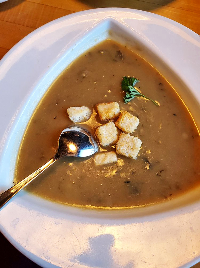 A bowl of wild rice and mushroom soup that's like a warm hug for your taste buds. Perfect for those chilly Park City evenings.