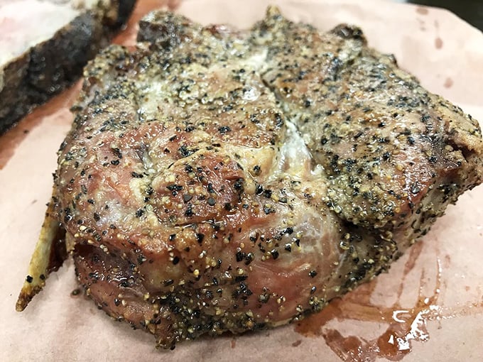 The Big Chop in all its glory! This pork chop is so massive, it looks like it's been working out at the gym. A true protein powerhouse!