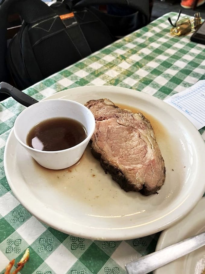 Prime rib perfection! This juicy cut of beef is so tender, it practically melts on the plate. Carnivores, rejoice &ndash; your meaty dreams have come true!