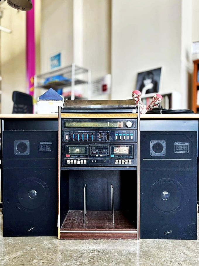 This vintage stereo system isn't just electronics—it's a time machine to basement parties where Bee Gees ruled and shag carpets were revolutionary design choices.
