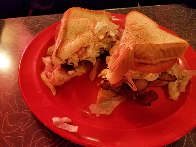 Sandwich perfection: Stacked higher than a Jenga tower, this beauty is ready to topple right into your mouth.