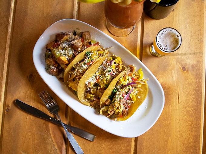Tacos that don't need a Tuesday excuse. The pulled pork version could make even the most dedicated barbecue purist nod in respectful approval.