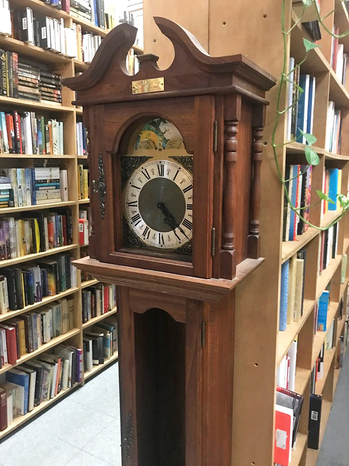 Time stands still in this book lover's haven. This vintage clock reminds us that in the world of great literature, hours pass like minutes.