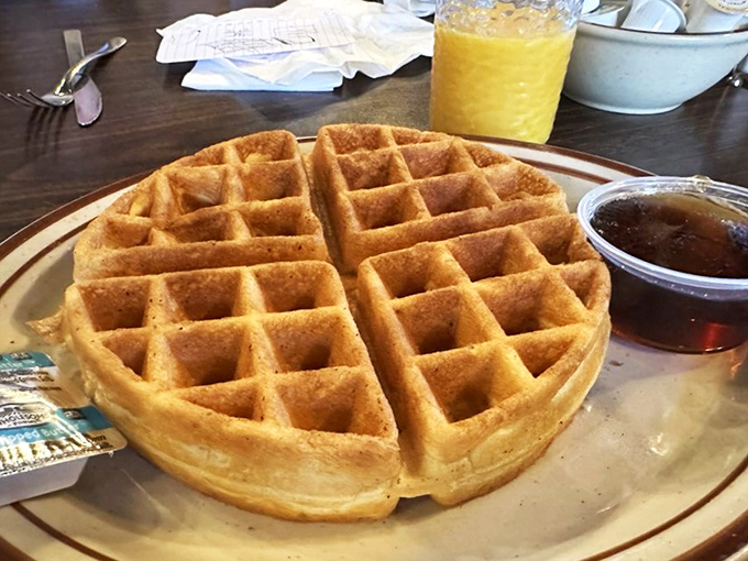 Waffle perfection achieved! Golden, crispy, and ready for its syrupy close-up, this waffle is what breakfast dreams are made of.