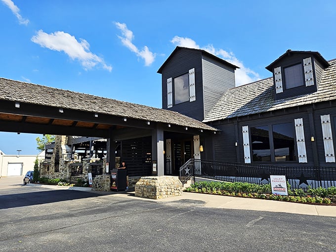 Cattle baron chic! Ranch Steakhouse OKC's exterior promises a luxurious meat-lover's experience.