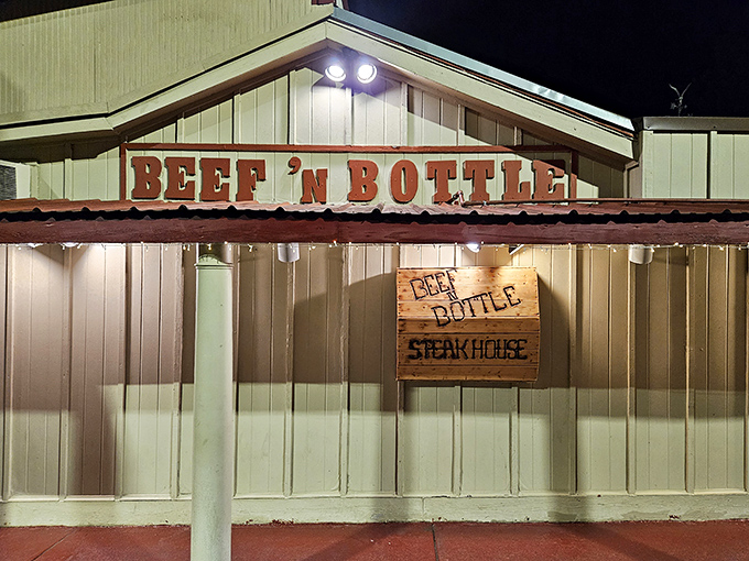  Beef 'N Bottle after dark: Where steak legends are born. It's like a speakeasy, but the password is "medium rare."