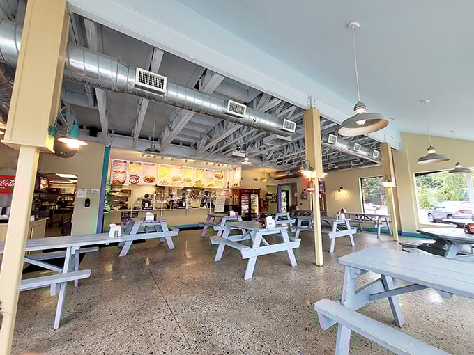 The Beach Plum after dark: Where seafood lovers come out to play! It's like a lighthouse for your taste buds.