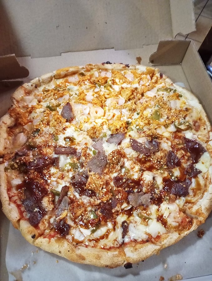 Meat lover's dream or vegetarian's nightmare? This all-meat pizza is not for the faint of heart &ndash; or the light of stomach.