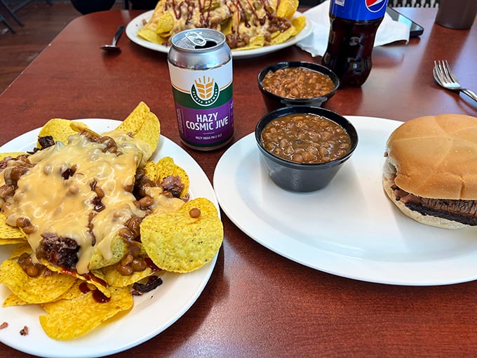 Sandwich or work of art? This brisket masterpiece is stacked higher than a Jenga tower, promising a flavor explosion with every bite.