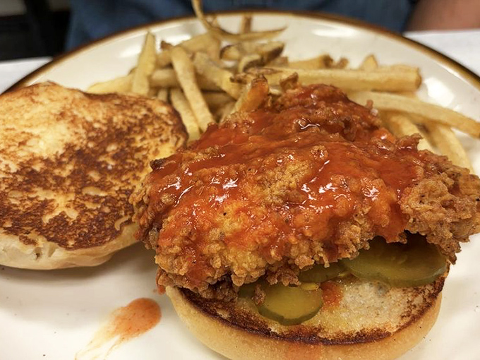 This buffalo chicken sandwich packs more heat than a Mississippi summer, but in the best way possible.